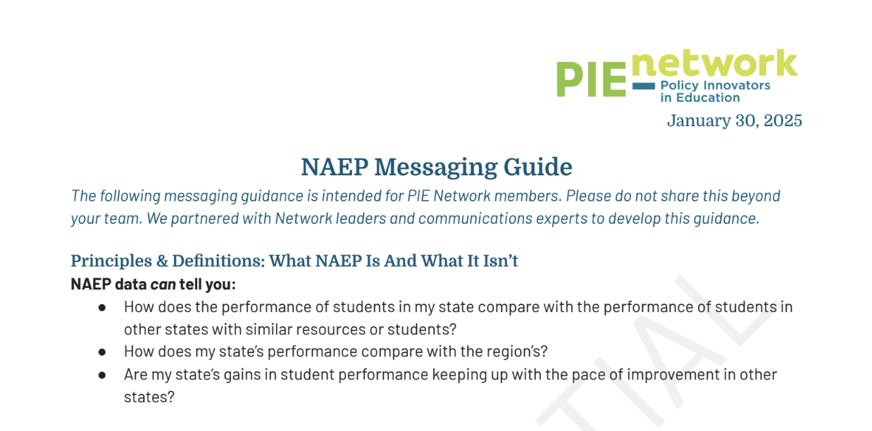 PIE Network NAEP Messaging Guide - PIE Network